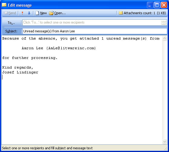 seliSoft - OOF-Admin - Forward unread Messages / Send Out of Office replys